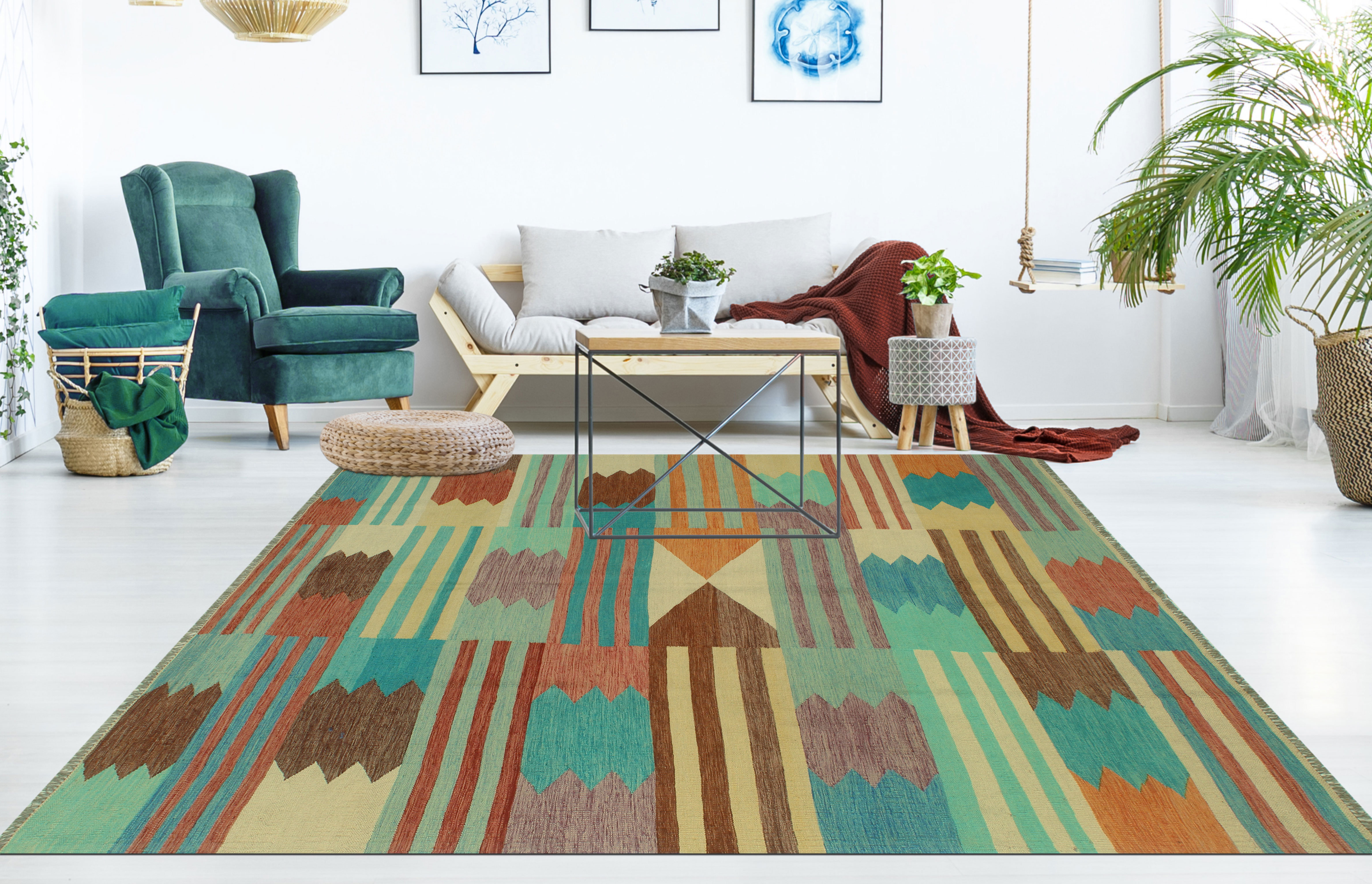 Corrigan Studio® Winchester Kilim Mashavu Lt. Blue Rug | Wayfair