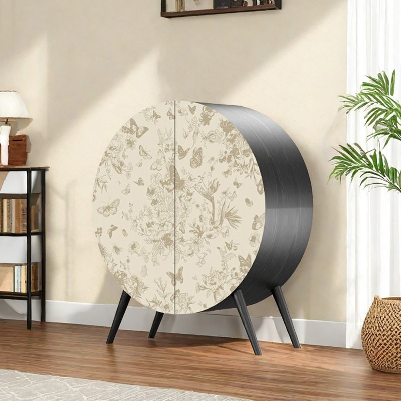 Liu's ink furniture 43.3 "Double Door Round Sideboard | Wayfair
