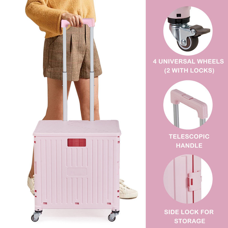 Sangdo Folding Utility Cart with Lid, Shopping Trolley Collapsible Tool ...