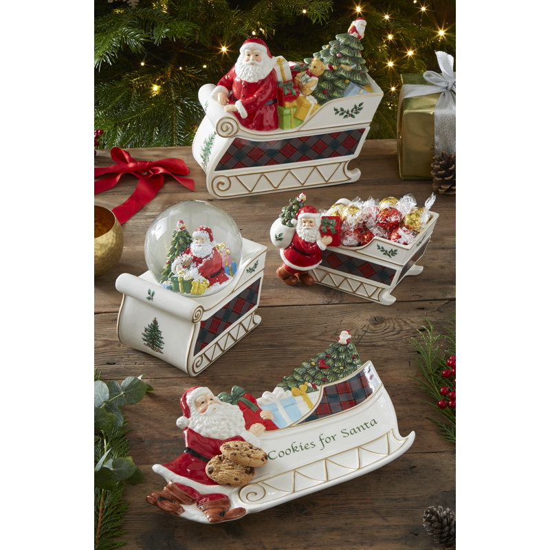 Spode Christmas Tree Santa Sleigh Cookie Jar 13.5" | Wayfair