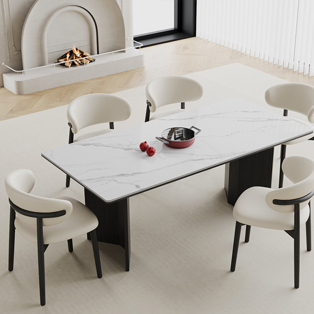 Sleek Surface Designs Modern simple rock dining table and chair set ...