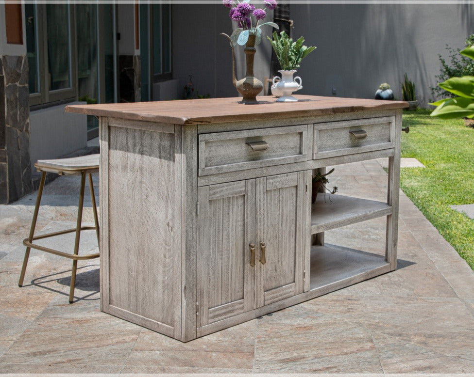 Crafters and Weavers Kitchen Island with Solid Wood Top | Wayfair