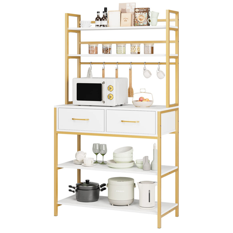 Rosdorf Park Industrial 5-Tier Kitchen Bakers Rack with 2 Drawers | Wayfair