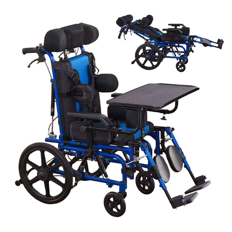 JINSHOUSHI 16" Blue Reclining Wheelchair for Pediatric Cerebral Palsy ...