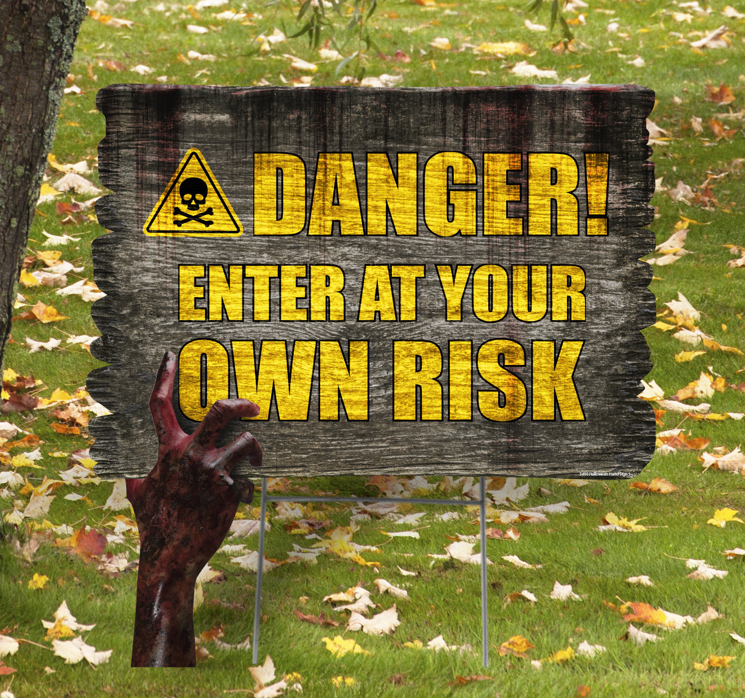 The Holiday Aisle® Danger Halloween Hand Yard Sign 5 Garden Stake | Wayfair