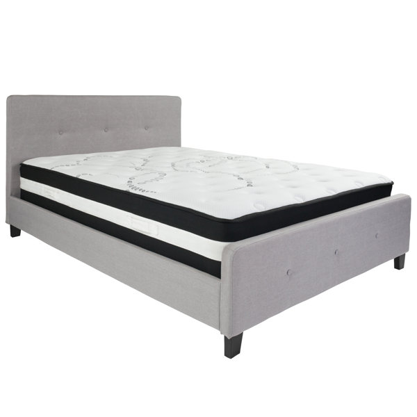 Lark Manor Aluino Button Tufted Upholstered Platform Bed with Pocket ...