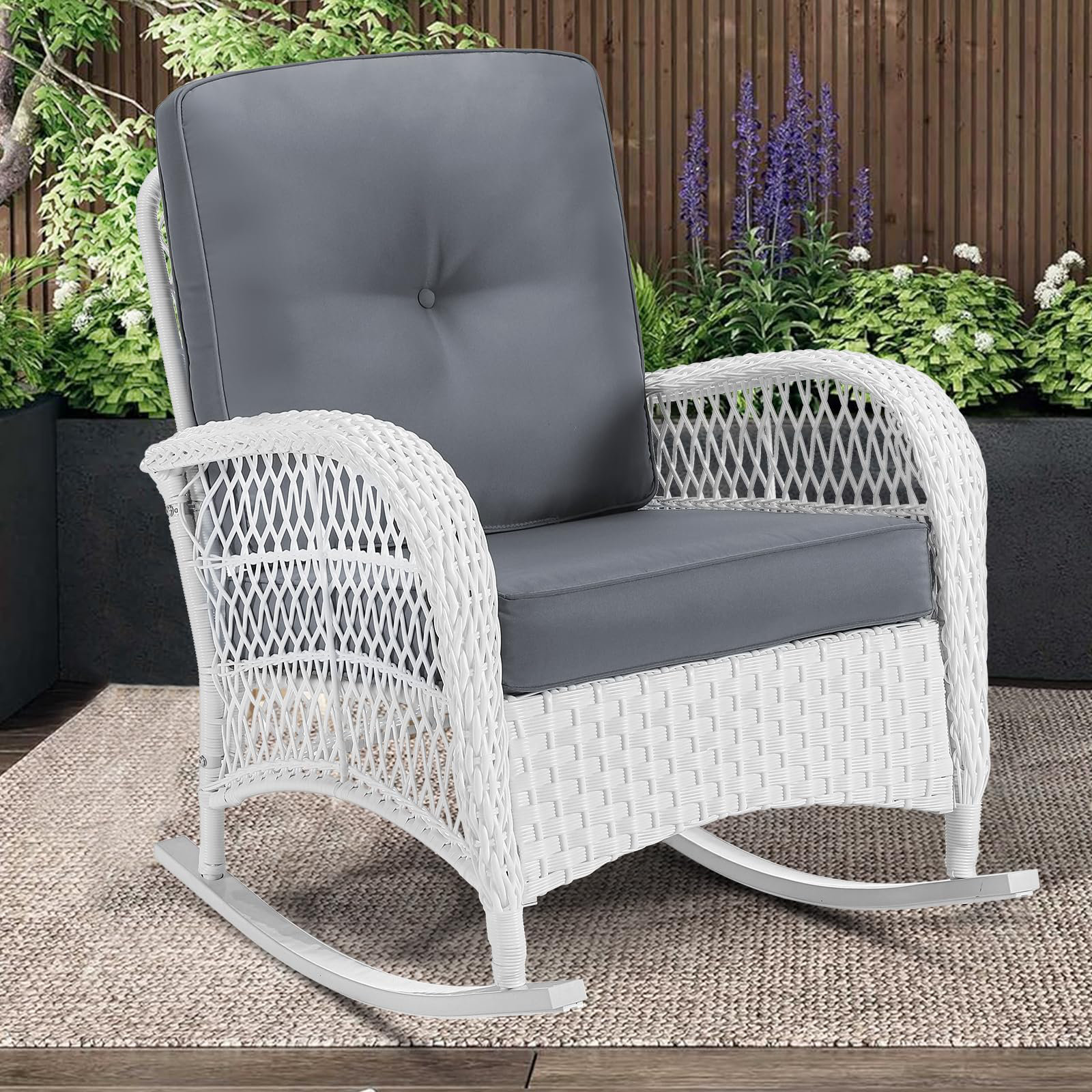 Highland Dunes Outdoor Wicker Rocking Chair, Rattan Patio Rocker Chairs ...