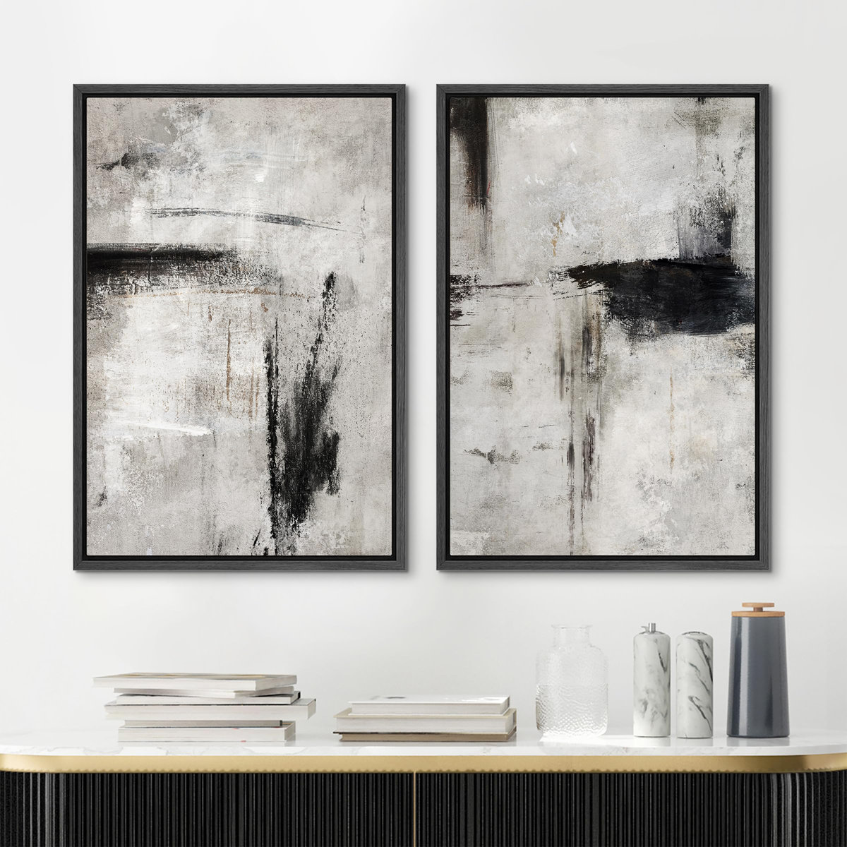 wall26 Greenish Grey Abstract Shape Industrial Modern Art Texture ...