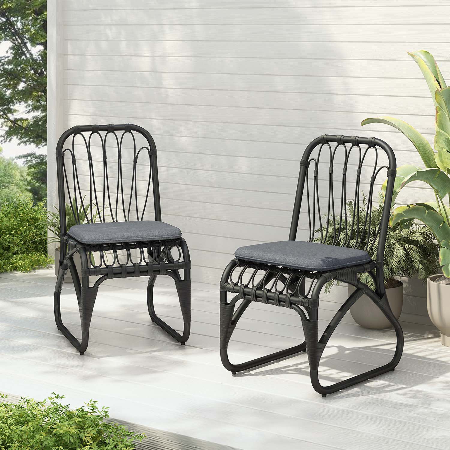 Bayou Breeze Outdoor Wicker Dining Chairs Set with Superior Comfort and ...