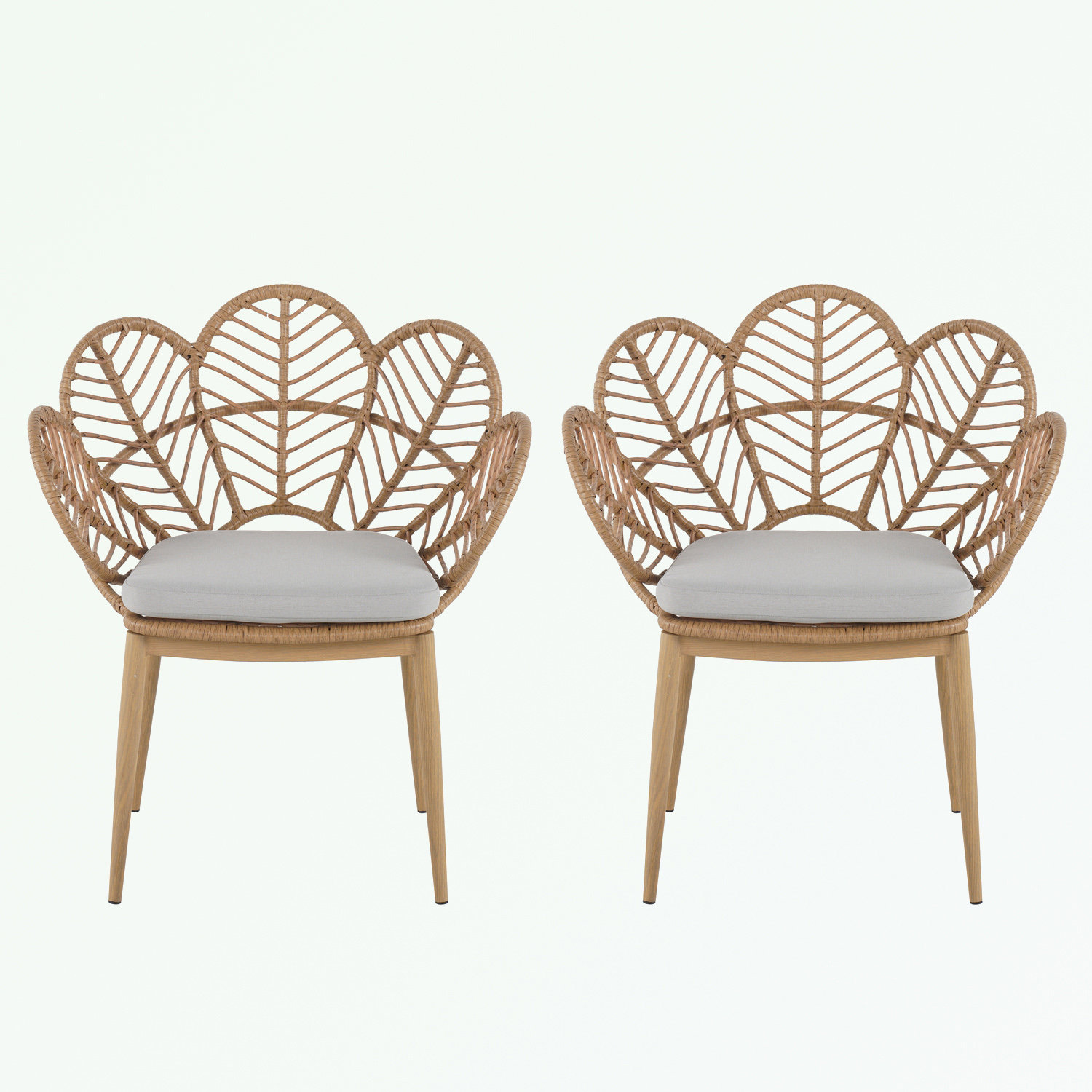 Bayou Breeze Wicker Chair Set of 2 with soft cushion | Wayfair
