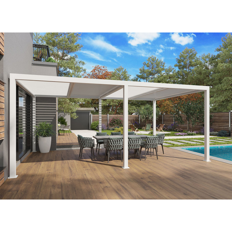 Purple Leaf Louvered Pergola 19 Ft. W x 12 Ft. D Aluminum Pergola with ...