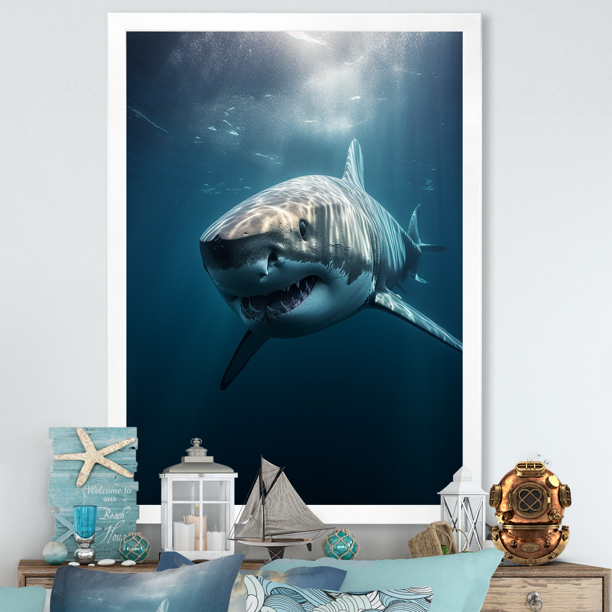 Highland Dunes Blue Shark Apex Predator Photo I On Canvas Print | Wayfair