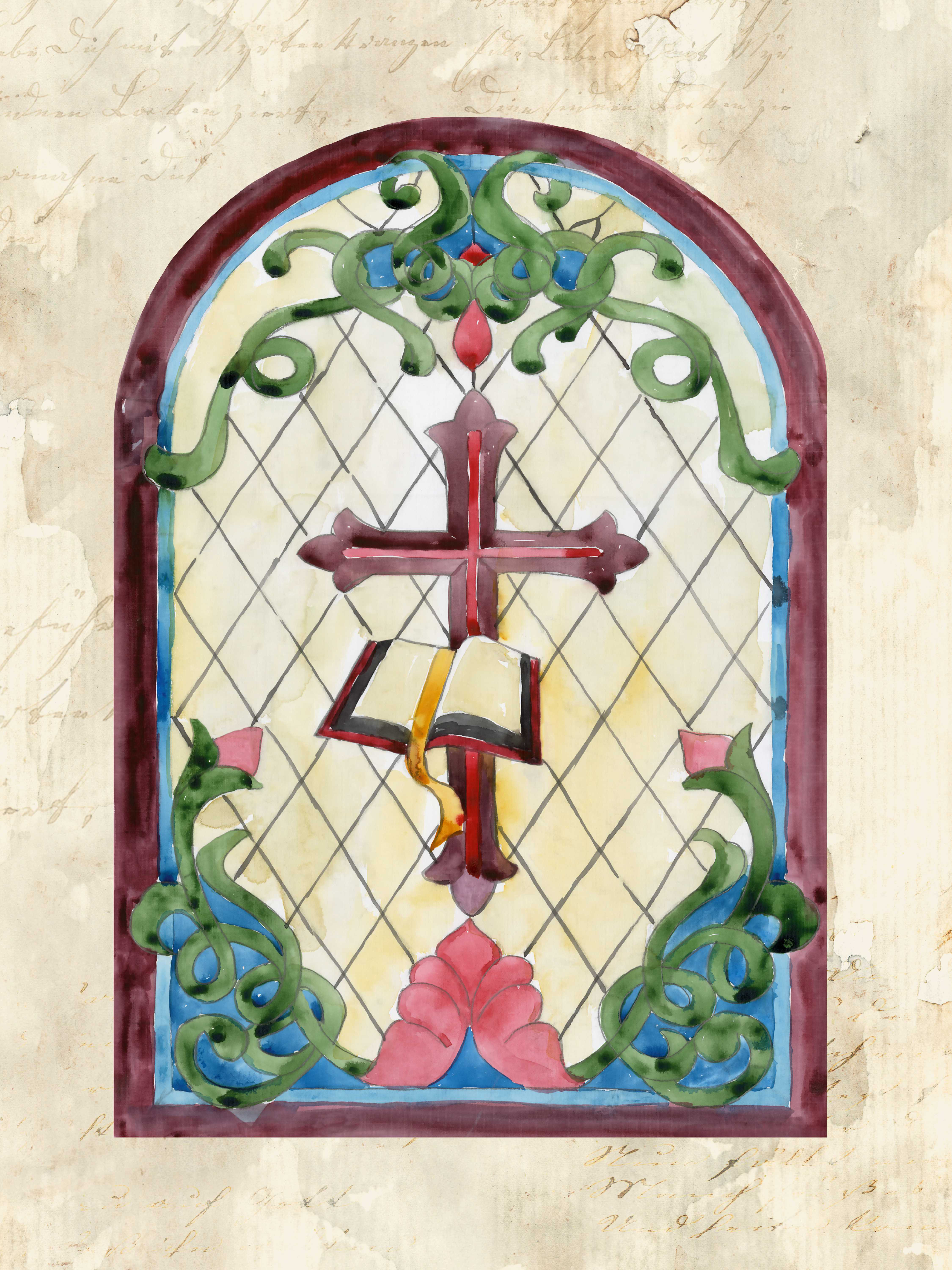 Wildon Home® Stained Glass Window Bible On Canvas Print | Wayfair