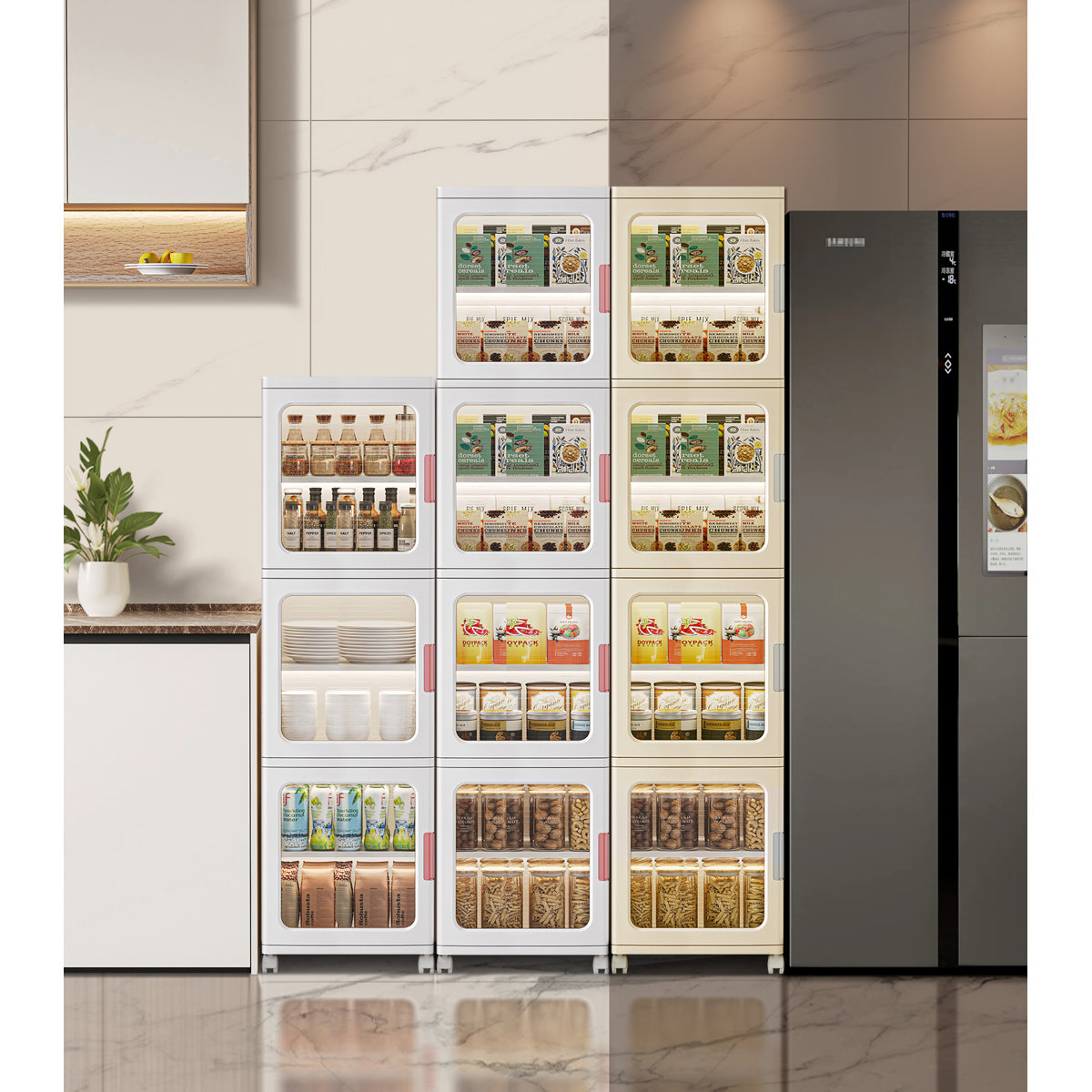 Rebrilliant 4-Tier Tall Bathroom Storage Cabinet Narrow Freestanding ...