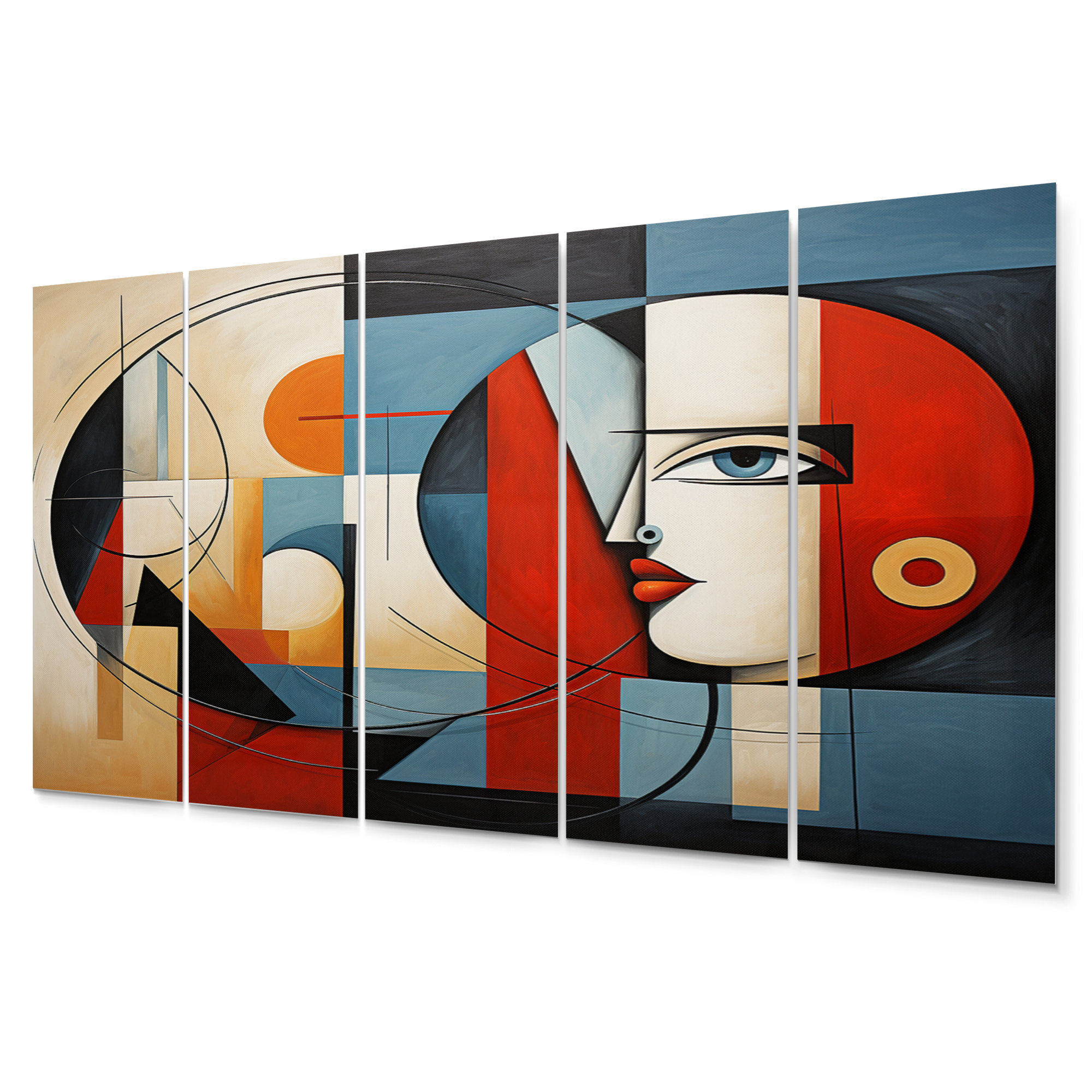 Design Art Cubism Geometric Portrait VII - Cubism Metal Wall Art Prints ...