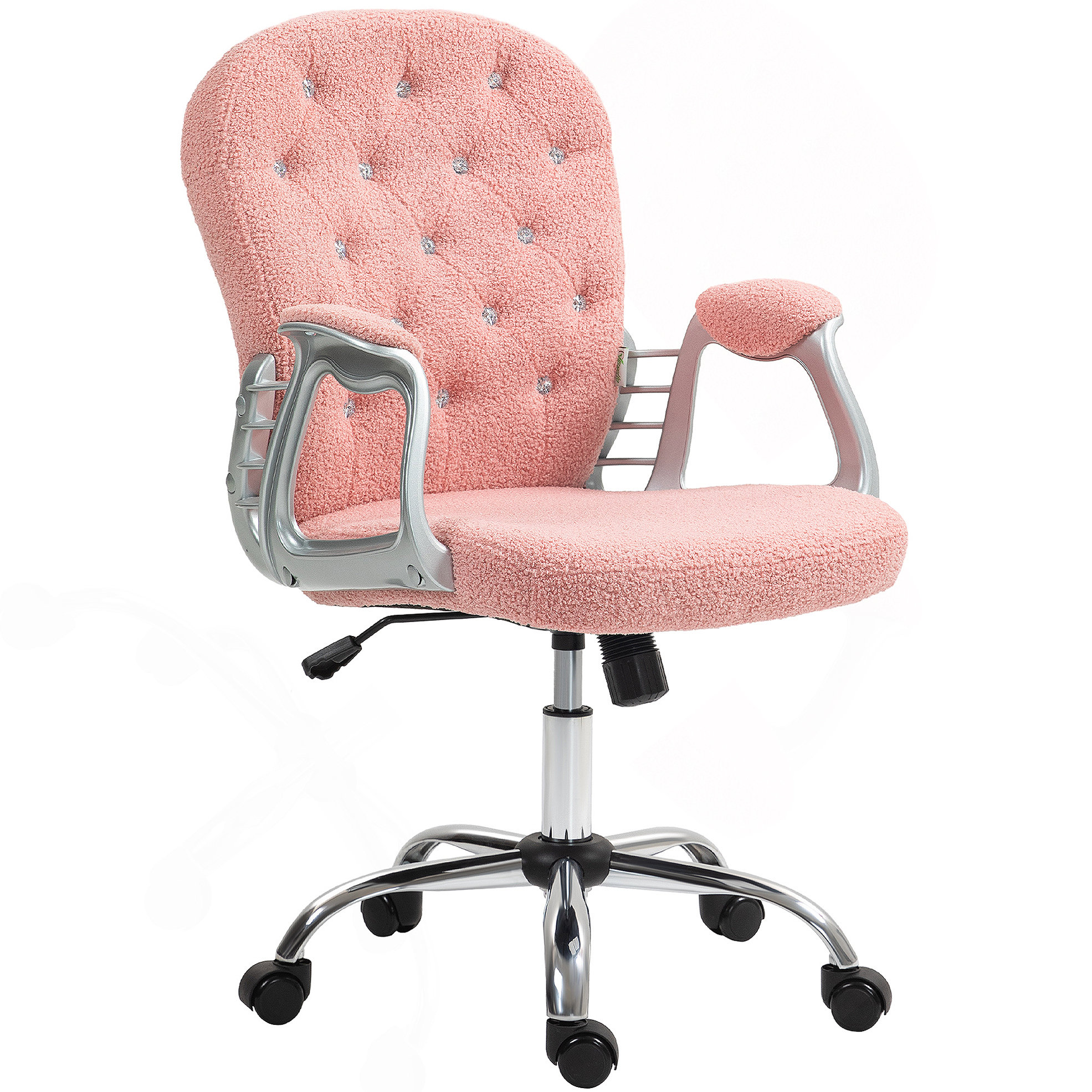 Latitude Run® Teddy Fleece Home Office Chair, Button Tufted Desk Chair ...