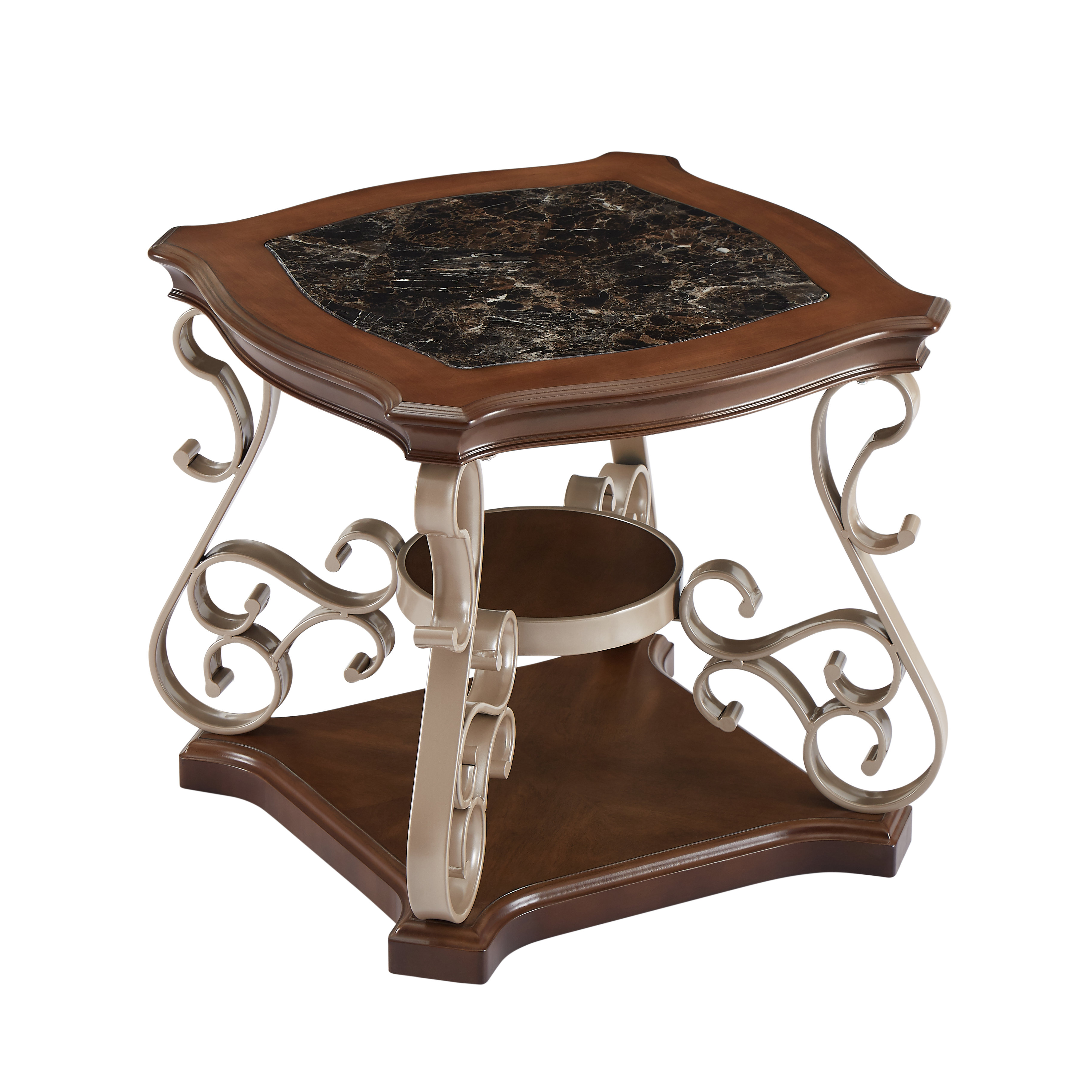 Bloomsbury Market Mid-Century End Table with Scrollwork Frame and 3 ...