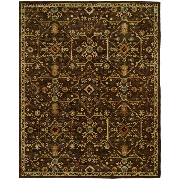 Meridian Rugmakers Oriental Handmade Tufted Wool Brown Area Rug ...