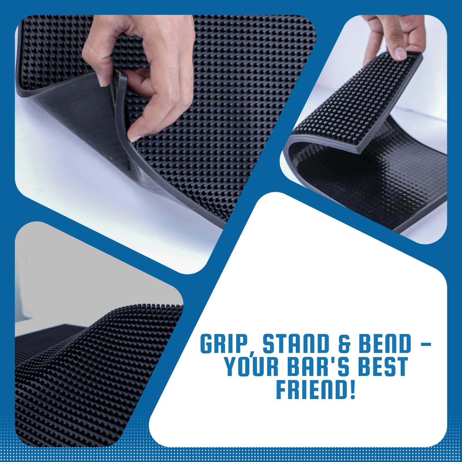 chuangyanUS Rubber Bar Mat By, 18" X 12", Black Bar Mats, Bar Service ...