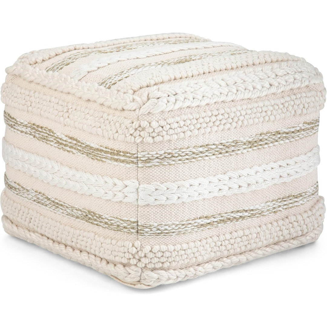 Dakota Fields Boho Square Pouf In Natural Handloom Woven Pattern For ...
