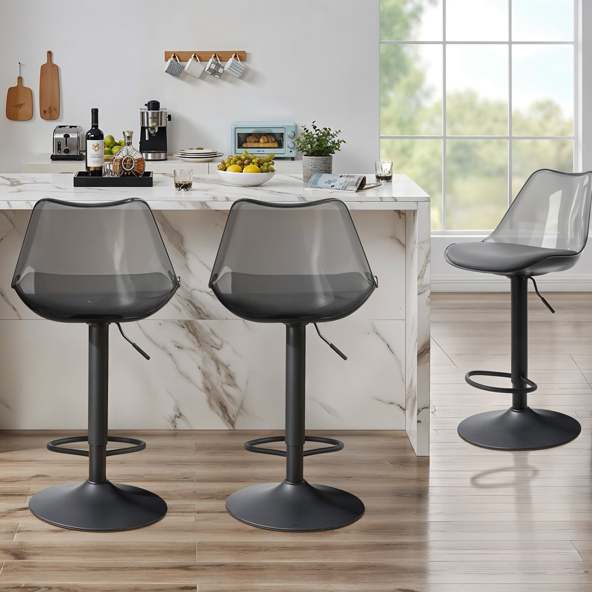 Ivy Bronx Swivel Upholstered Adjustable Height Counter Stool & Reviews ...