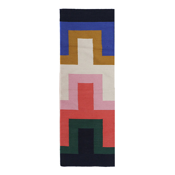 LOOMY Tetris Geometric Area Rug in Blue/Pink/Black | Perigold