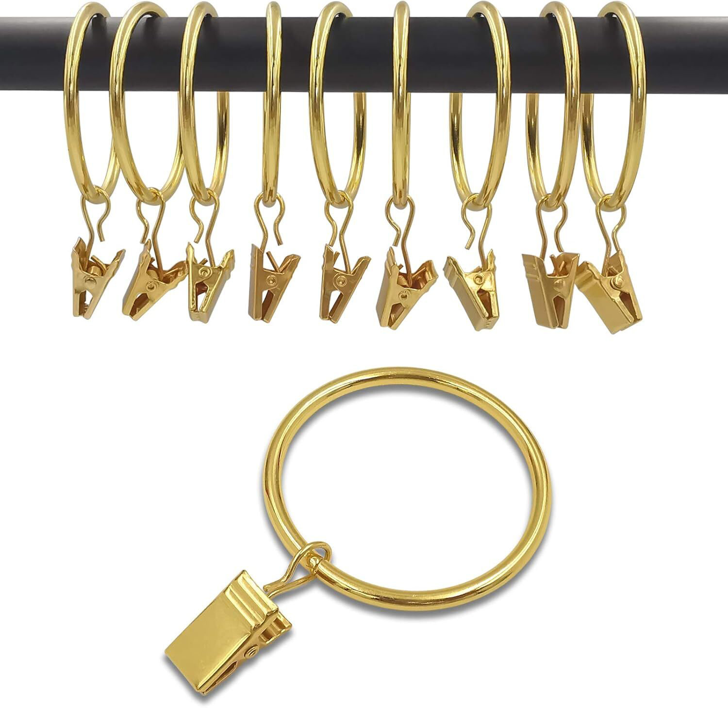 Symple Stuff 10 Pack Metal Curtain Clip Rings for Easy Hanging | Wayfair
