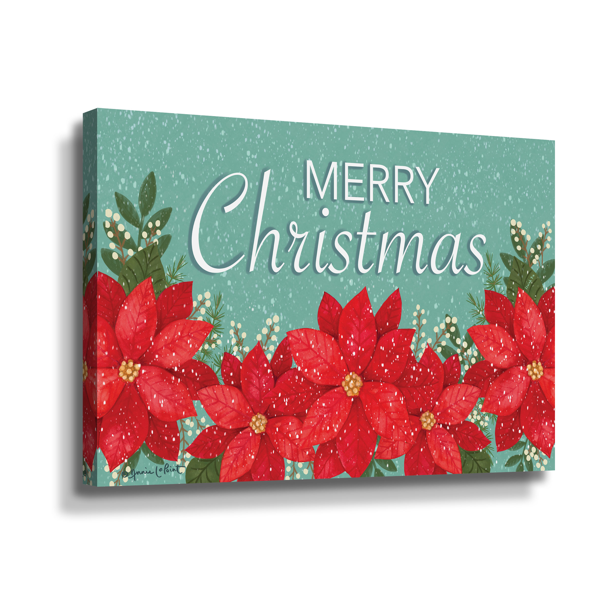 The Holiday Aisle® Merry Christmas Poinsettias II - Print on Canvas ...