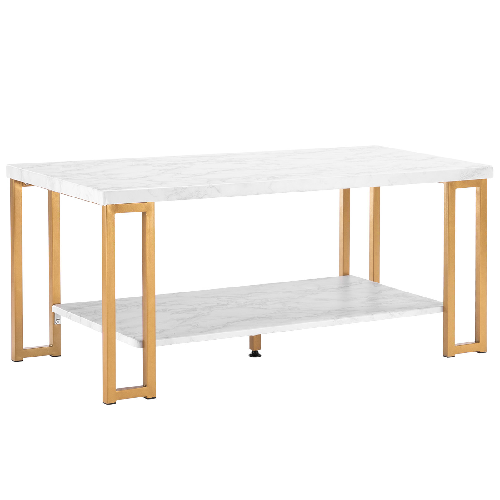 Winado 39.37in White Marble-look Density Board Tabletop Gold-painted ...