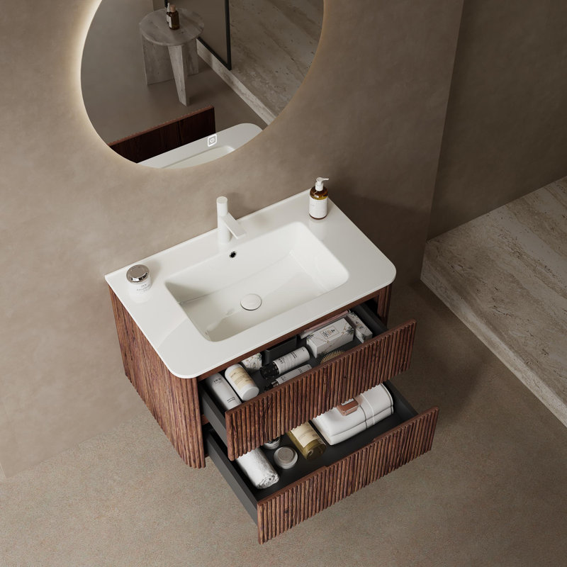 VanityIn 30" American Traditional Natural Walnut Wood Texture Bathroom ...