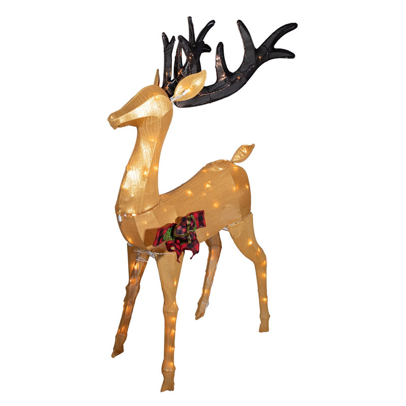 The Holiday Aisle® Shiny Gold Doe Deer Christmas Decoration Figurine ...