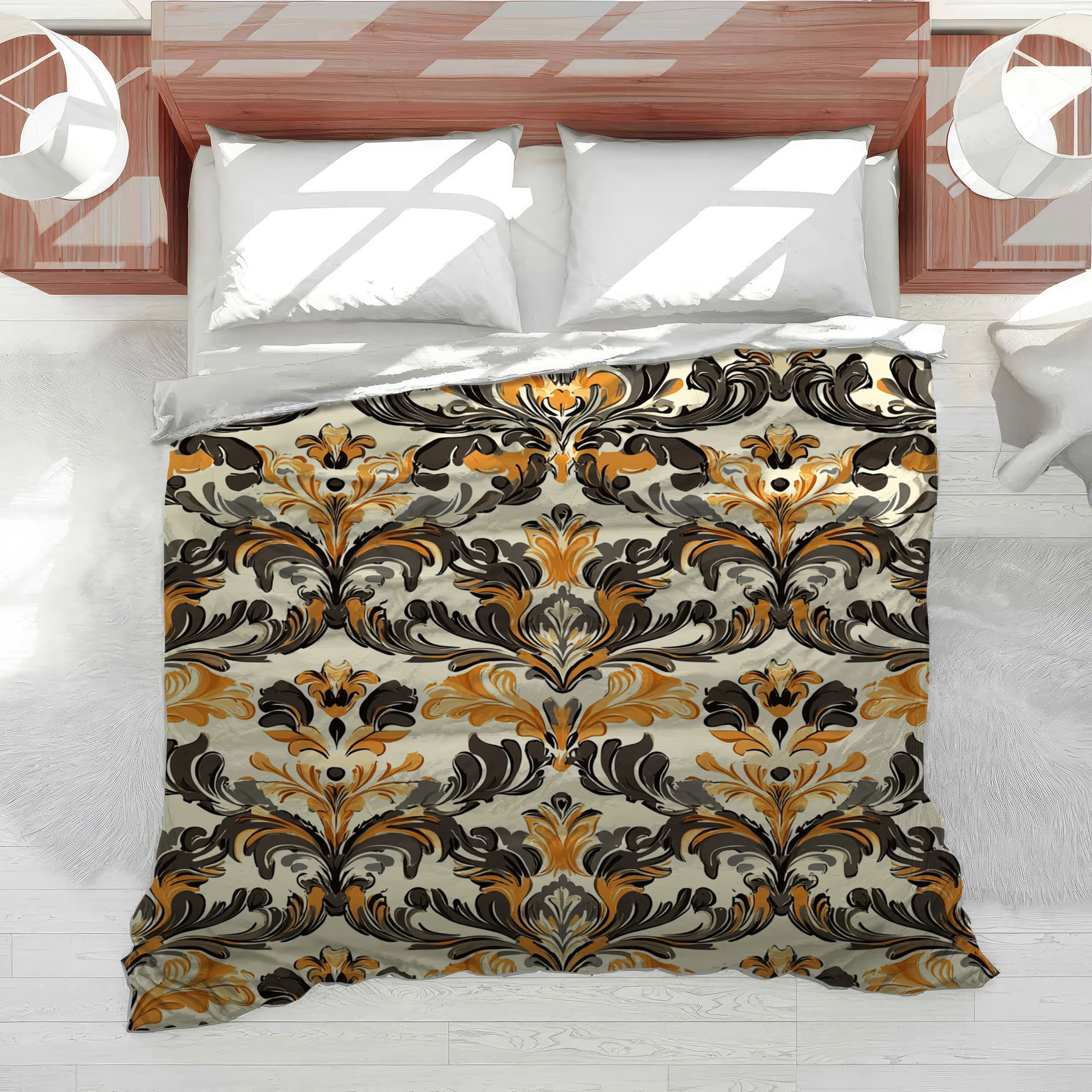 VisionDecor Ornate Damask Bedding Graphics Comforter Baroque | Wayfair