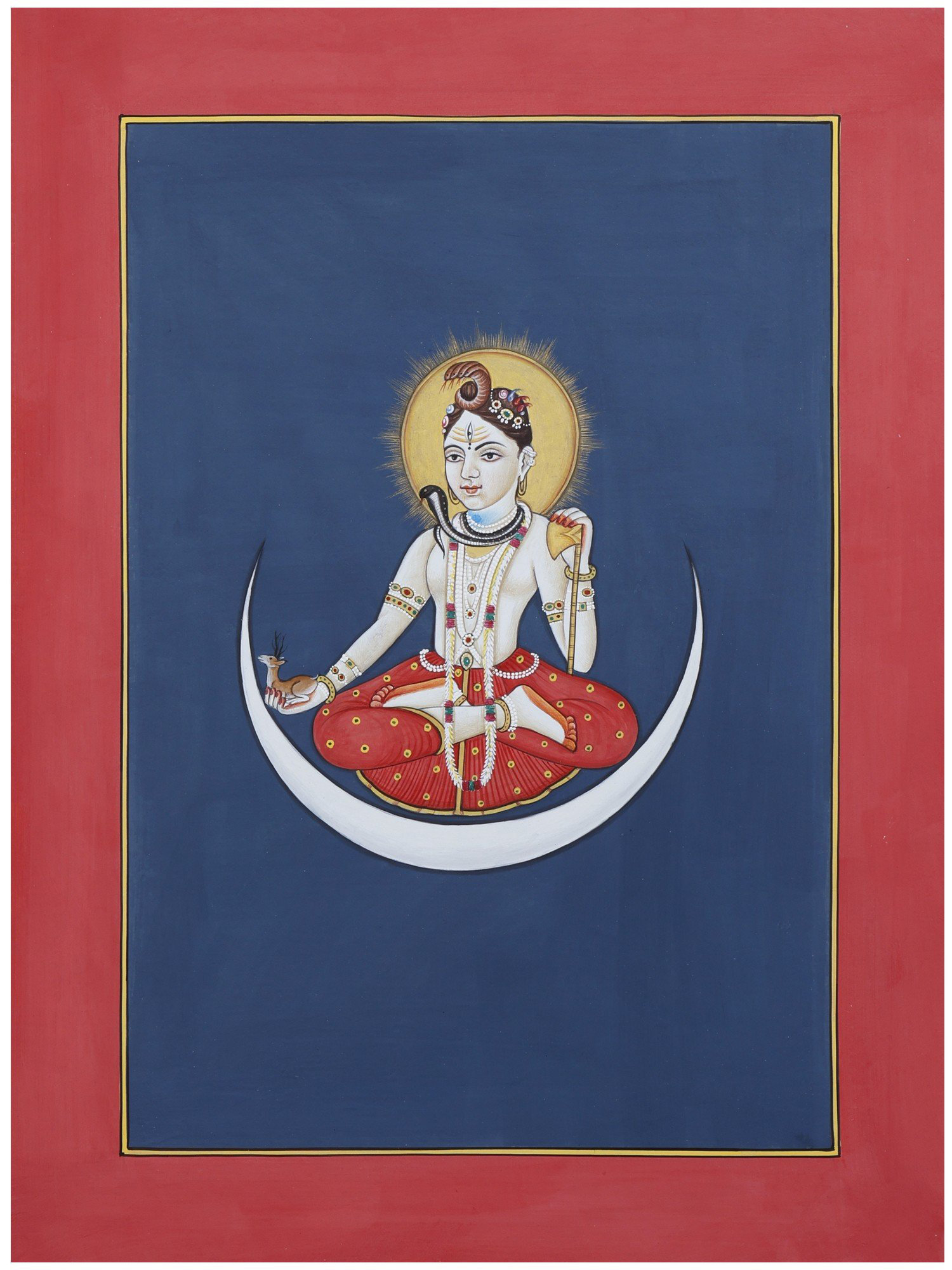 Exotic India Lord Shiva On Crescent Moon | Watercolor On Paper ...