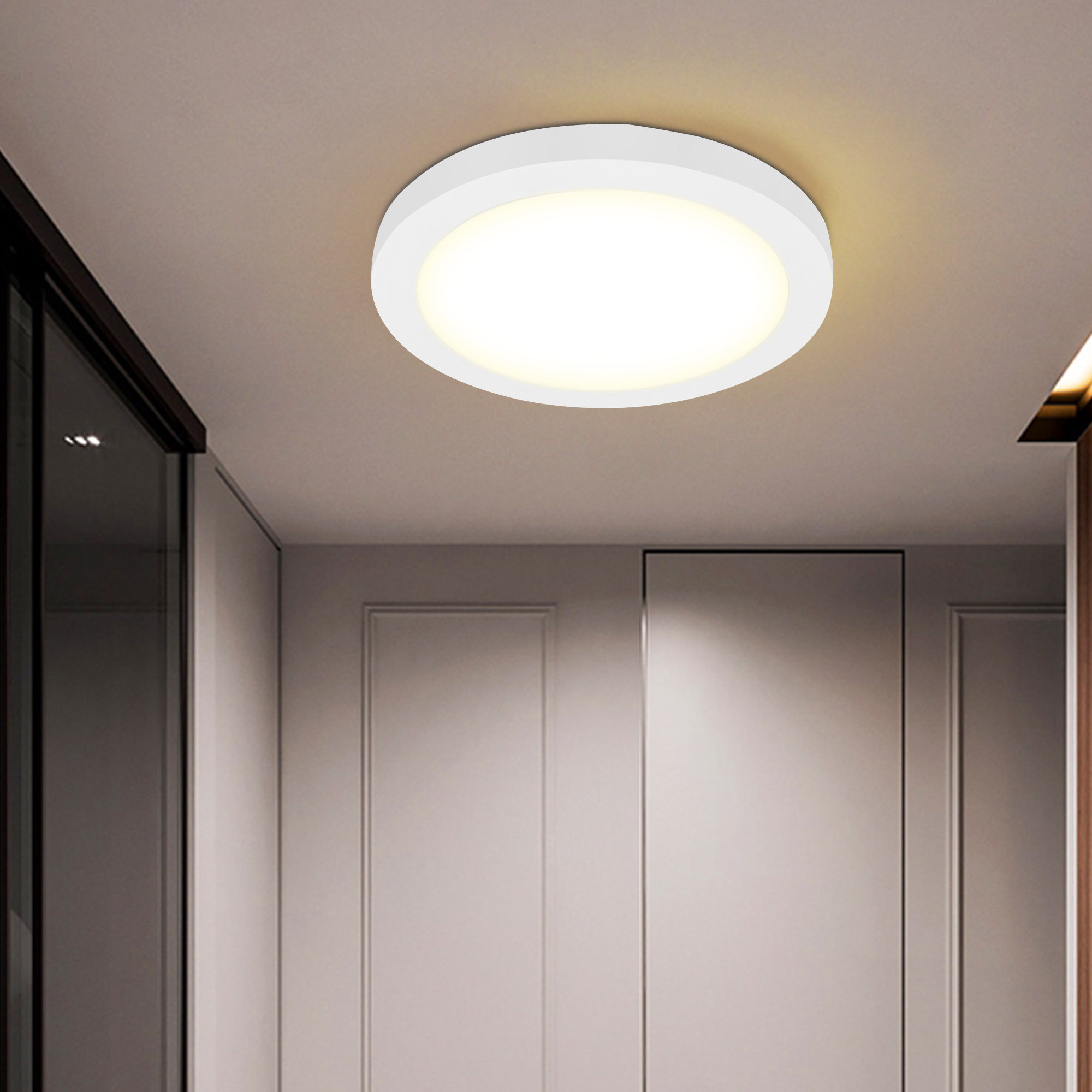 Ebern Designs Wanderlei 5Inch Dimmable LED Round Ceiling Flat Panel ...