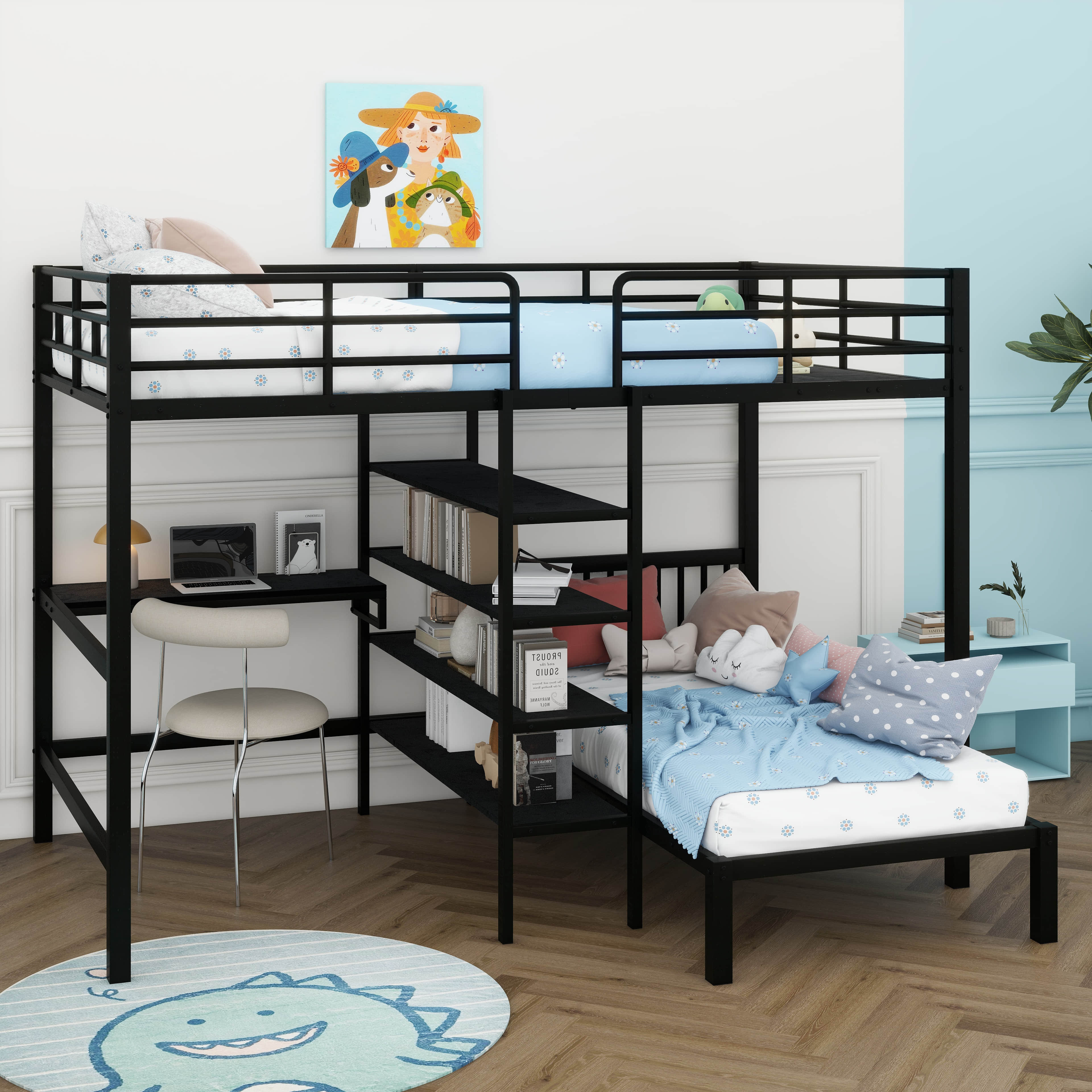 Isabelle & Max™ Full Over Twin Metal Bunk Bed Layout With Integrated ...