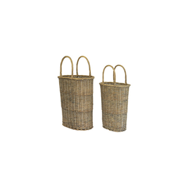 Ruben SET OF TWO TALL OVAL WICKER BASKETS | Birch Lane