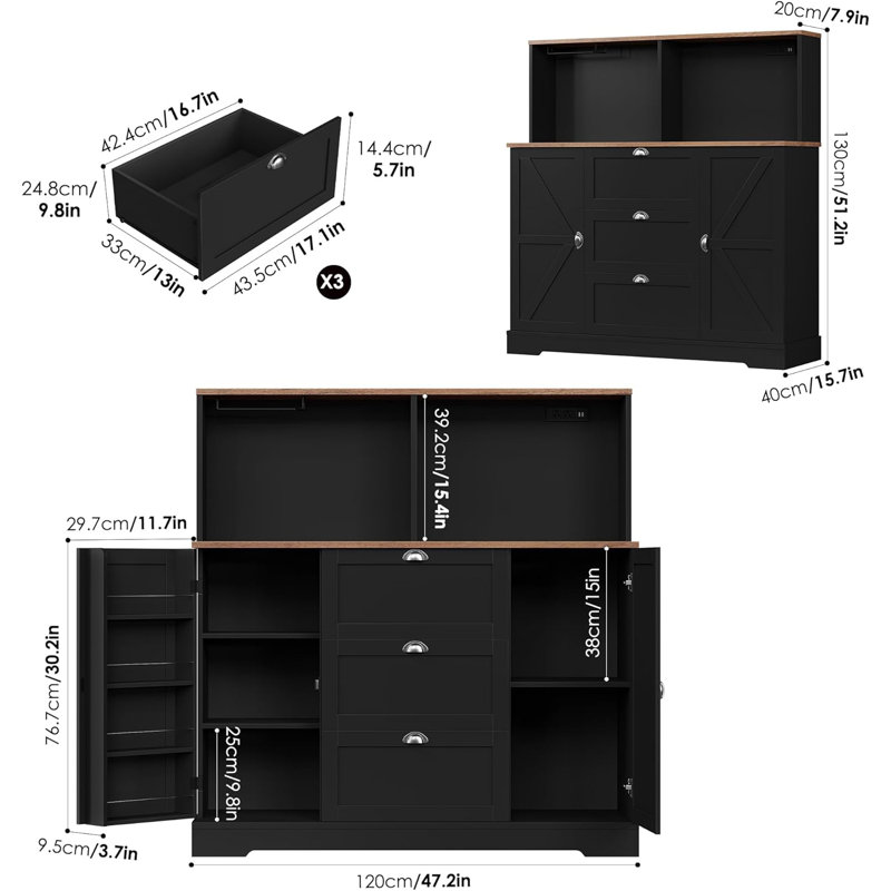 Gracie Oaks Kitchen Sideboard Buffet Cabinet | Wayfair