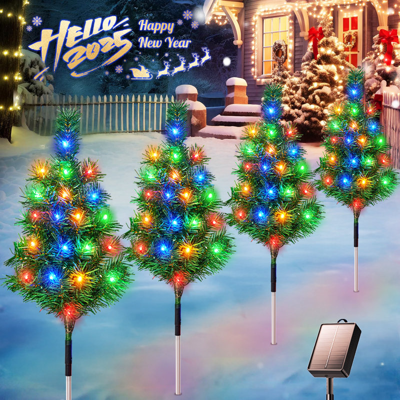 The Holiday Aisle® Outdoor Christmas Trees For Yard, 8 Lighting Modes ...