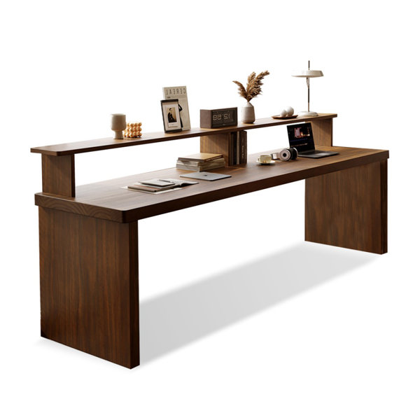 Furnire Lewi Walnut Rectangle Solid Wood Desks | Wayfair
