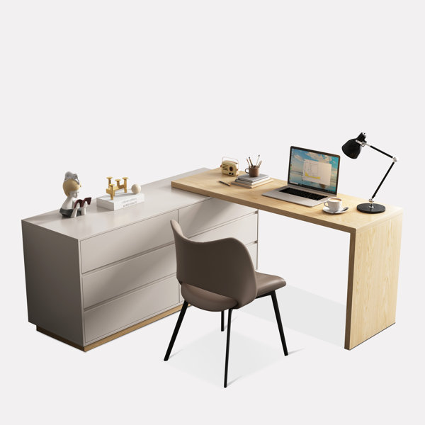 Hokku Designs Jahcari 51.1 W Reversible Industrial Wood Executive ...