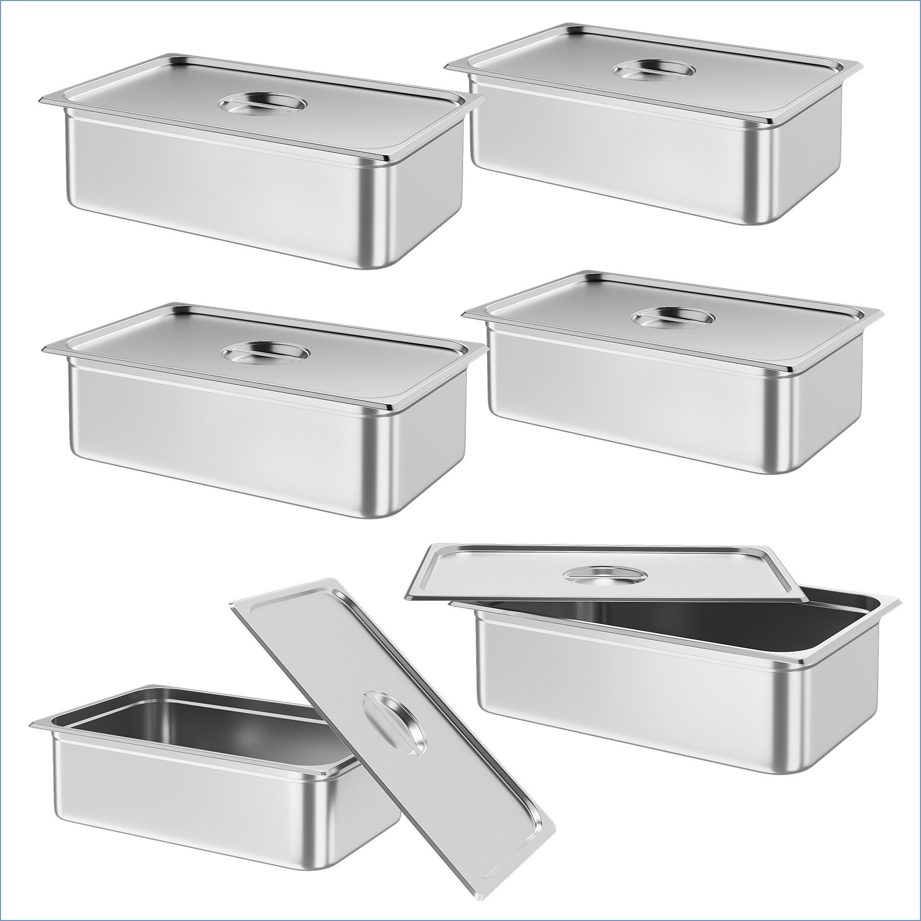 FXSGER 6 Pack Hotel Pans,Full Size Steam Table Pans,Full Size Food Pan ...