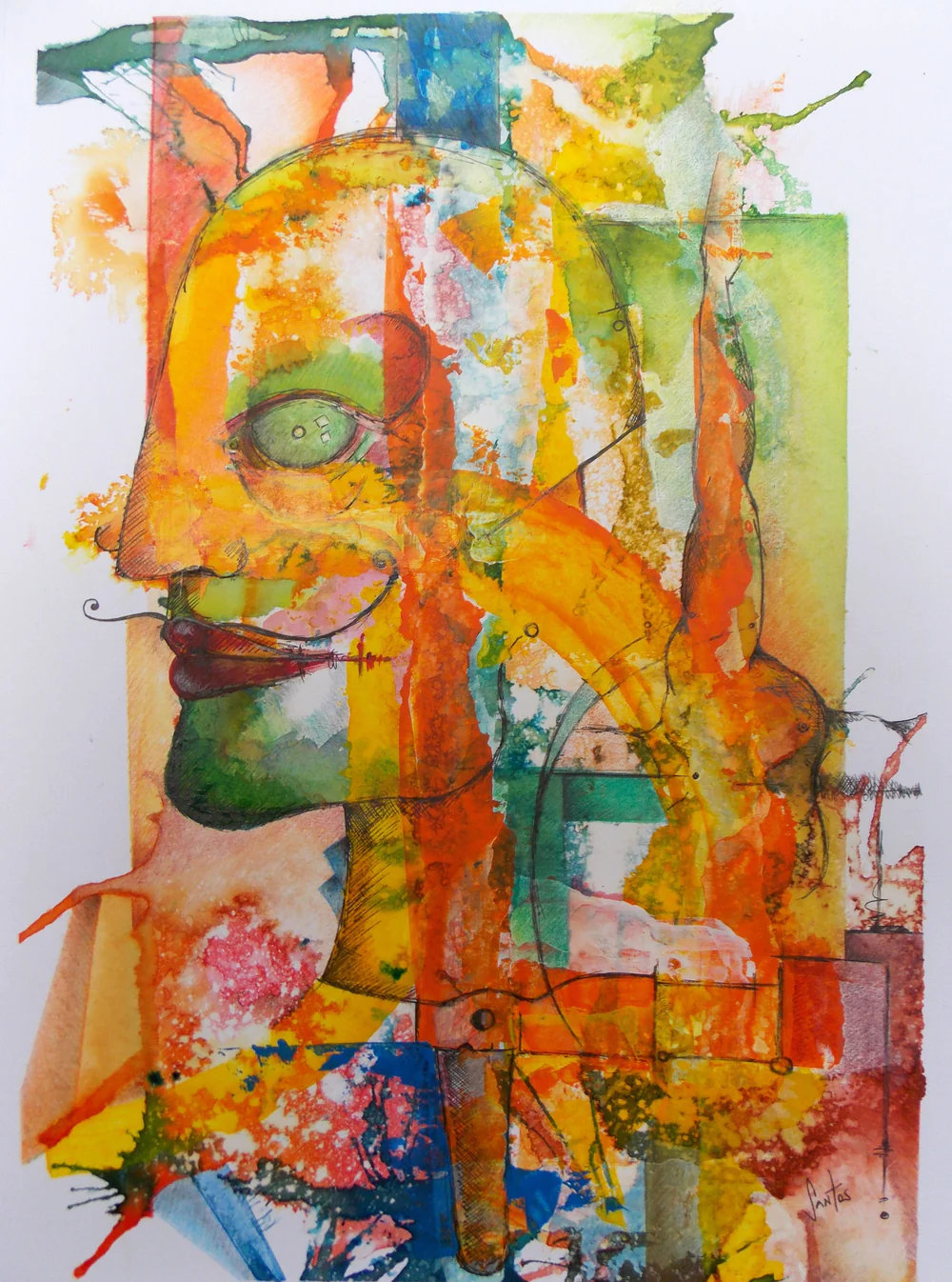 Robert Allen Head in the Middle of Chaos by Alejandro Santos - Unframed ...