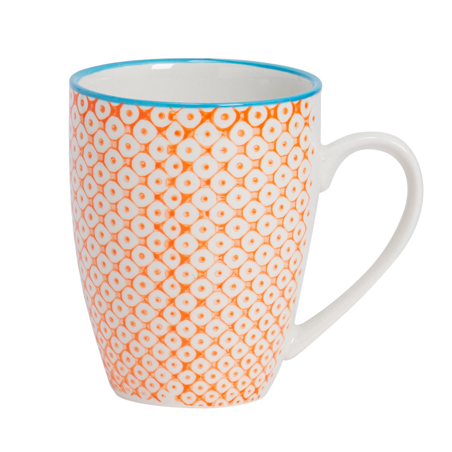 Nicola Spring Nicola Spring Hand-Printed Mug - 330ml - Orange - Pack of ...