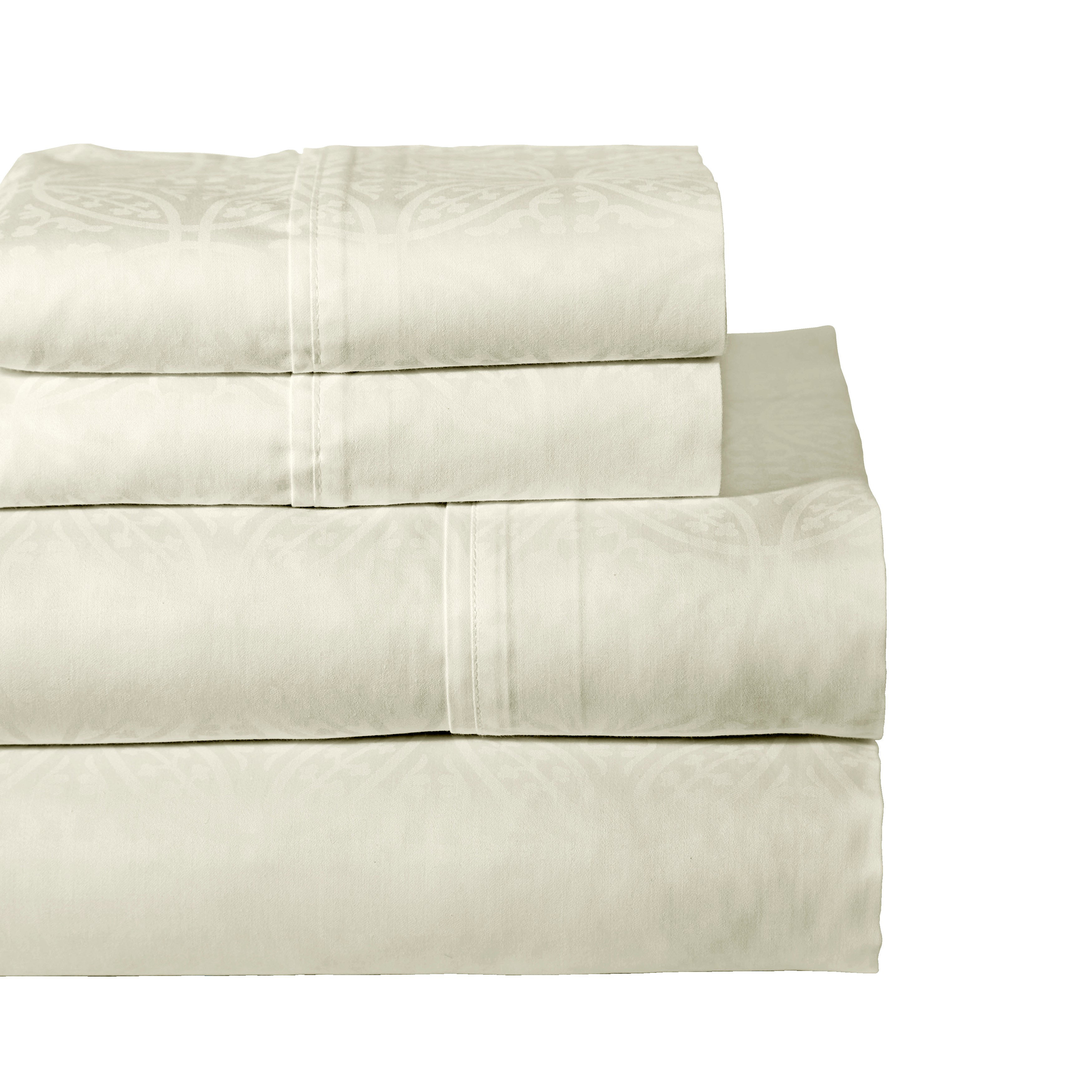 Pointehaven 300 Thread Count Tone-on-Tone 100% Cotton Sheet Set ...