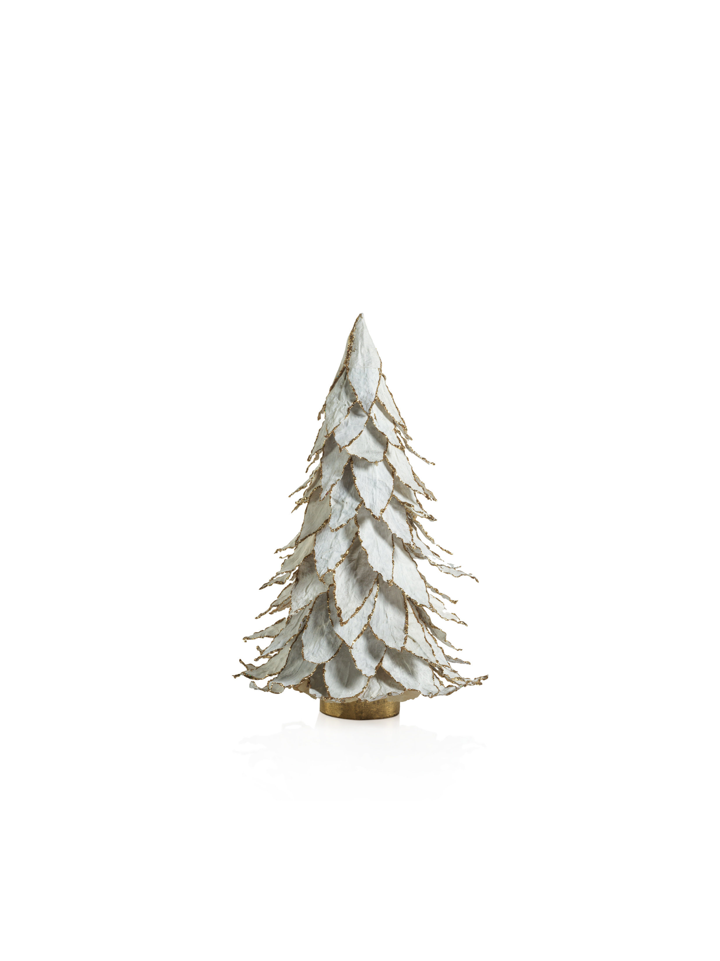 The Holiday Aisle® White Natural Leaf Christmas Tabletop Tree with Gold ...