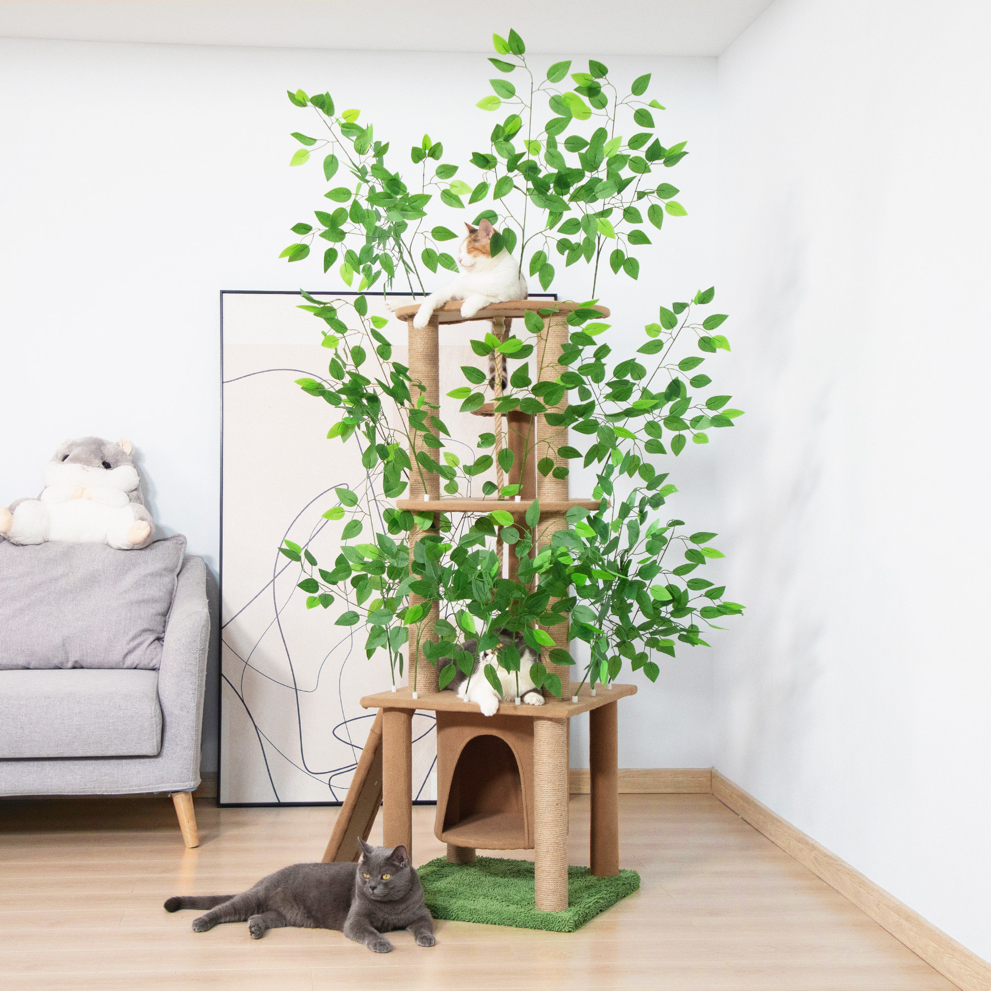 Tucker Murphy Pet™ 76.8 H'' 5-Tier Green Plant Cat Tree With leaves and ...