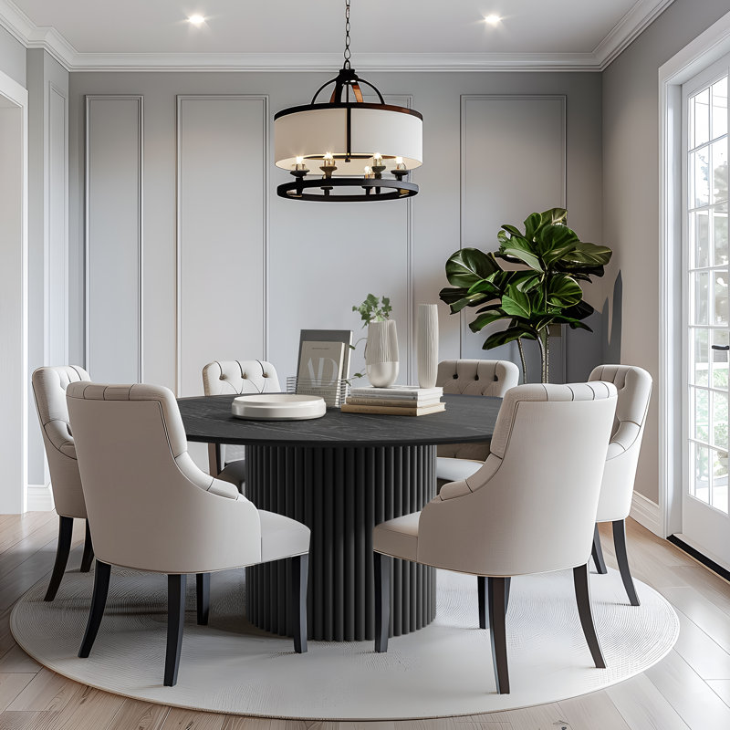 Ivy Bronx Maianh 30"H Round Wood Dining Table Pedestal Kitchen Table ...