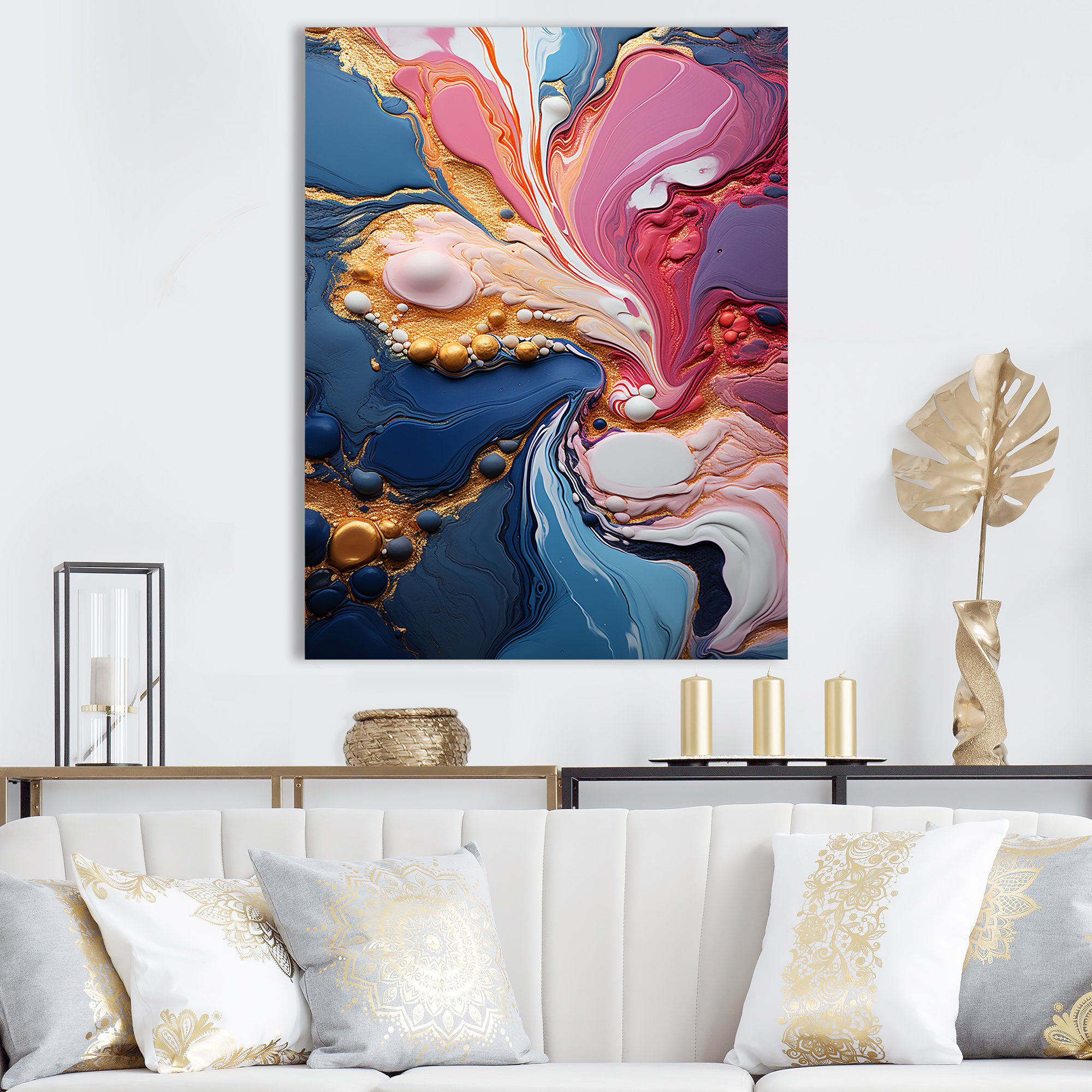 Mercer41 Trippy Pink Blue Abstract Liquid Ink I - Liquid Ink Abstract ...