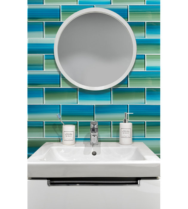 WS Tiles Hand Painted Series 3'' W x 6'' L Glass Peel and Stick Subway ...