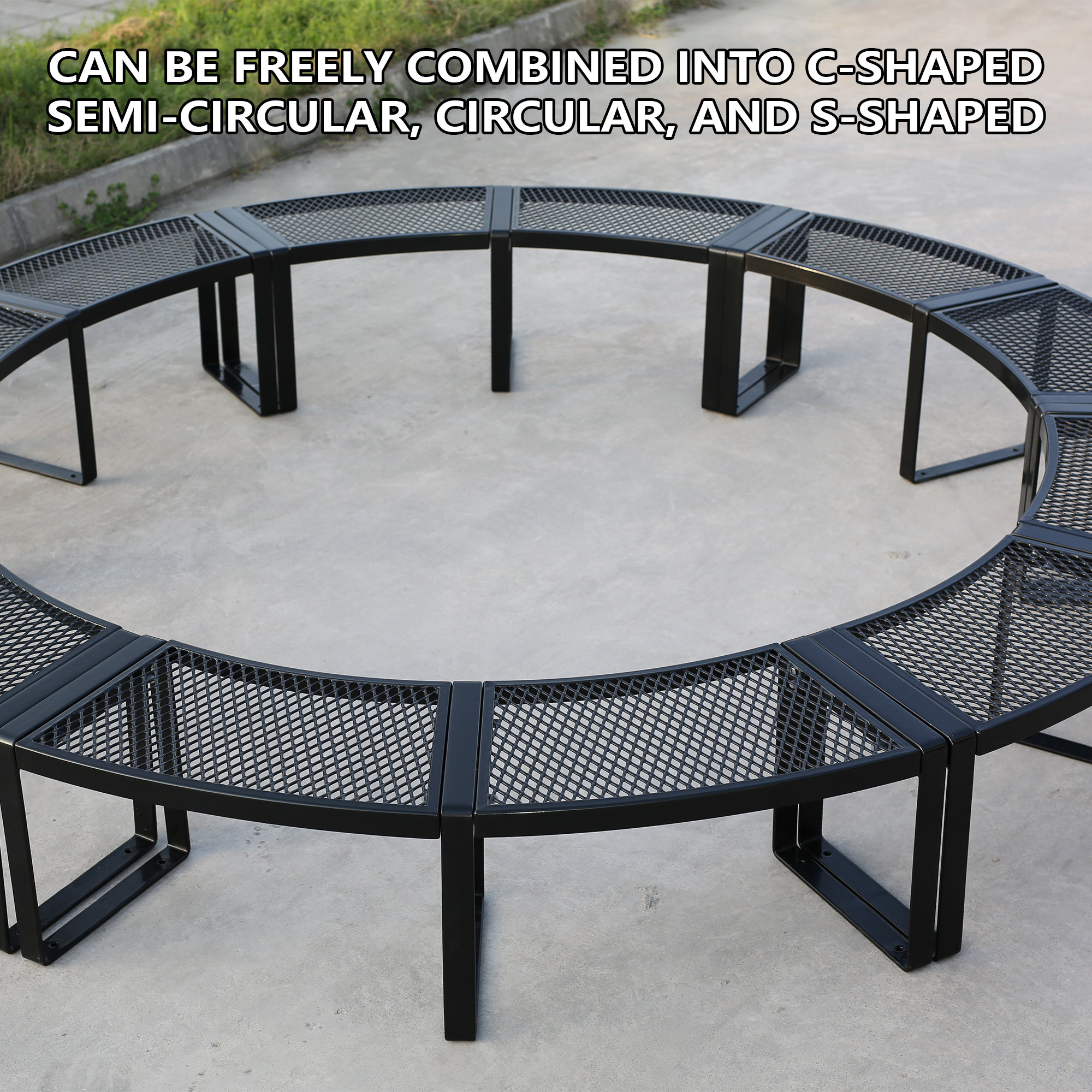 Latitude Run® Thermoplastic Coated Steel Outdoor Curved Park Bench (One ...